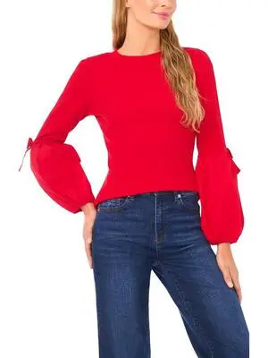 CECE DUPRAZ Mixed Media Layered Look Sweater - Stoplight Red