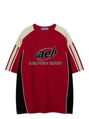 AELFRIC EDEN Color Block Speedway Tee - Red