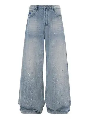 AELFRIC EDEN Rhinestone Baggy Jeans - Blue