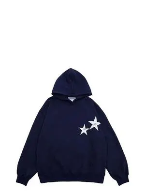 AELFRIC EDEN Star Embroidered Hoodie - Dark Blue