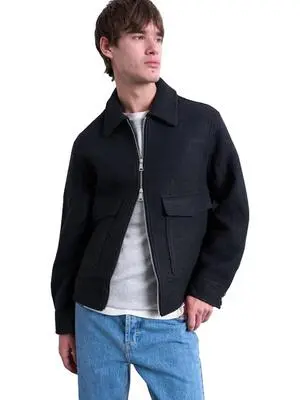 Topman Melton Zip Jacket - Charcoal