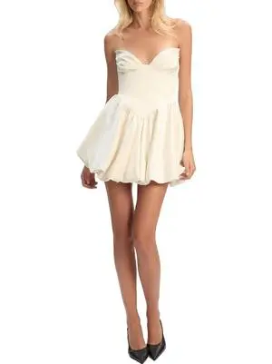 Bardot Avella Strapless Bubble Hem Minidress Ivory
