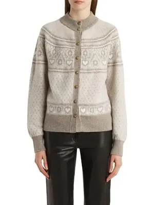 Khaite Marc Fair Isle Cashmere Cardigan - Ecru Multi