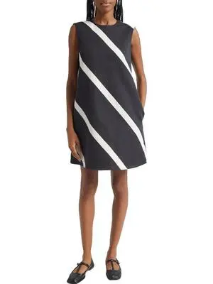 Marimekko Sopiva Basso Cotton & Linen Shift Dress - Black/ Off White