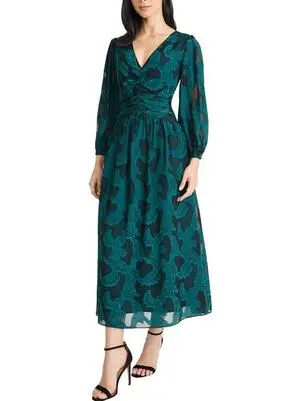Maggy London Long Sleeve Midi Dress - Emerald