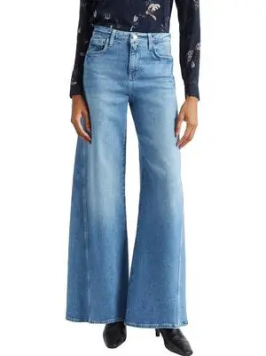 L'Agence Beau Seamed High-waist Wide-leg Jeans - Kona