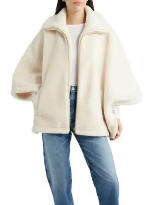 Bernardo Calder Faux Fur Poncho Jacket - Cream