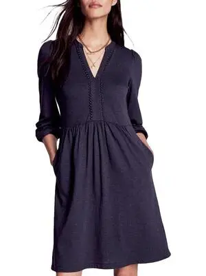 Boden Naomi Long Sleeve Jersey Dress - Navy