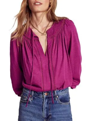 Boden Smocked Jersey Top - Rich Magenta