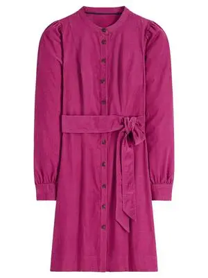 Boden Belted Corduroy Shirt Dress - Rich Magenta