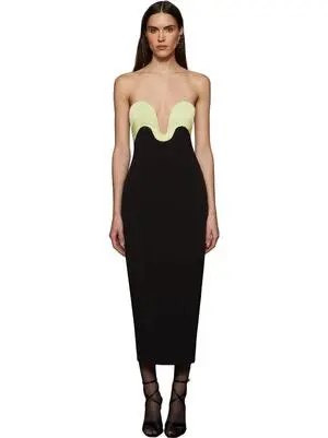 ET OCHS Bridgette Two-tone Midi Dress - Black/celery