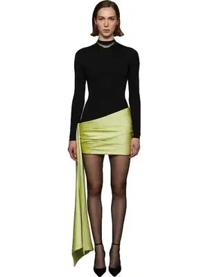 ET OCHS Simone Knit Combo Mini Dress - Black/celery