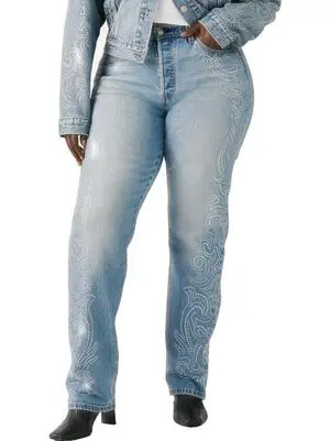 LEVI'S 501® Curve Embellished High-waist Straight-leg Jeans - Denim Venom Curve