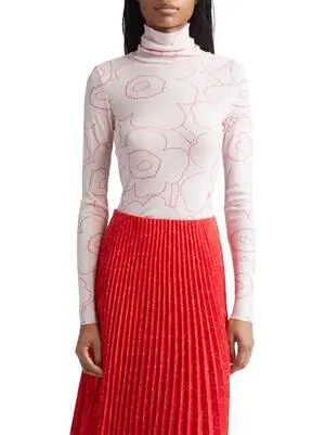 Marimekko Vilina Piirto Mock Wool Neck Top - Light Pink Red