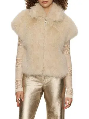 Sanctuary Faux Fur Vest - Almond White