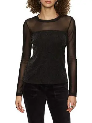 Sanctuary Sparkle Mesh Tee - Black
