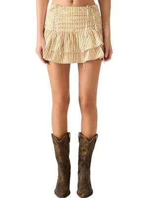 Steve Madden Ruched Ruffle Miniskirt - Taupe