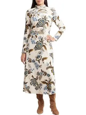JULIA JORDAN Floral Long Sleeve Velvet Dress