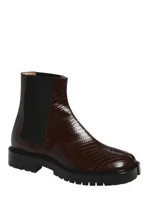 MAISON MARGIELA Tabi Embossed Leather Chelsea Boots - Coffee Bean