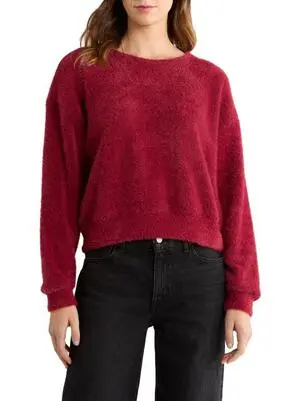 Splendid Fallon Fuzzy Crewneck Sweater - Cherry On Top Red
