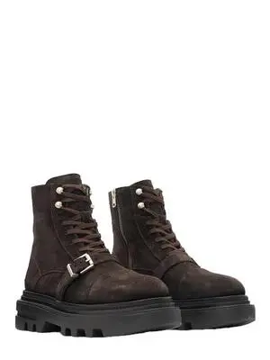 ALLSAINTS Astrid Lugged Suede Boot - Bitter Brown