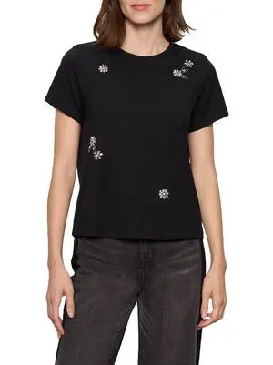 Sanctuary Floral Crystal-Embellished Organic Cotton T-Shirt Black