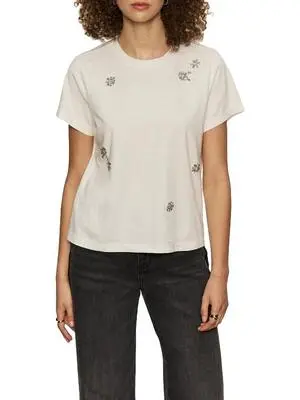 Sanctuary Floral Crystal-Embellished Organic Cotton T-Shirt White