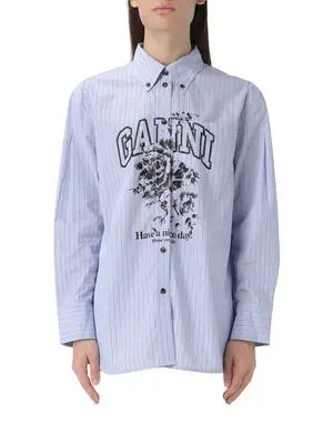 GANNI Collared Button-down Shirt - Blue
