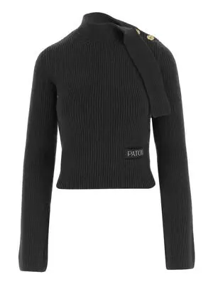 Patou Ribbed Pullover Sweater - Black