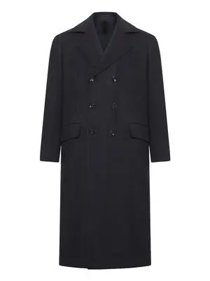 Kiton Double Breasted Coat - Black