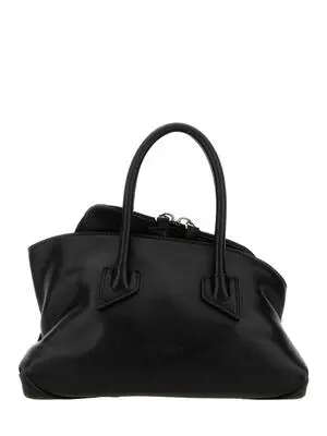 Attico La Passeggiata Asymmetrical Smooth Calfskin Mini Handbag - Black