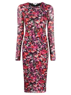 Patrizia Pepe Floral-print Tulle Midi Dress - Red