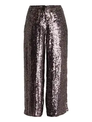 TWP Sequined Wide-leg Pants - Dark Chocolate