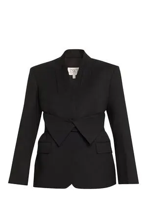 TWP Collarless Wool Suiting Blazer - Black