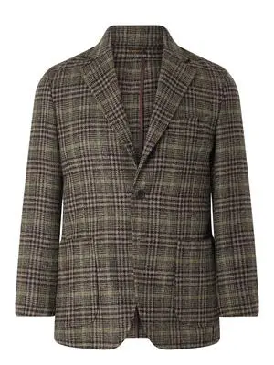 Rubinacci Prince Of Wales Checked Wool Blazer - Green