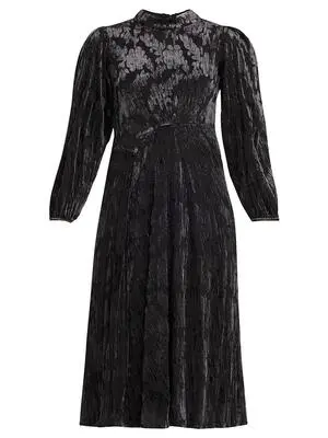 Sea Regine Long-sleeve Burnout Midi Dress - Black