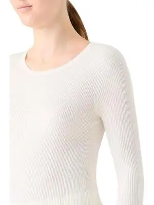Akris Silk-cotton Ribbed Crewneck Sweater - Ecru