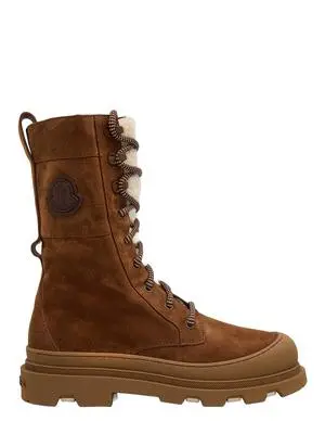 Moncler Vera High Suede And Shearling Lace-up Boots - Pinecone