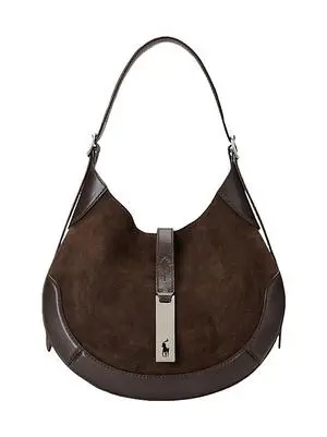 Polo Ralph Lauren Polo Id Small Suede Shoulder Bag - Chocolate