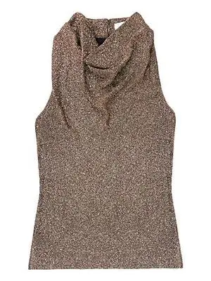 RO&ZO Sparkle Cowl-neck Jersey Top - Gold