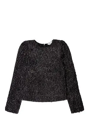 RO&ZO Tinsel-texture Round-neck Woven Top - Black