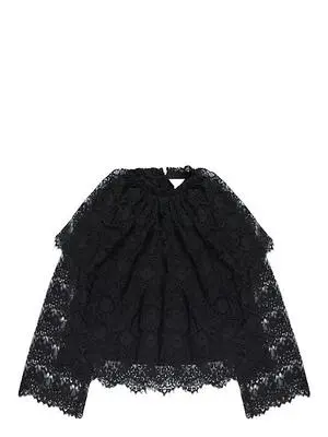 RO&ZO Lace Long-sleeve Cotton-blend Blouse - Black