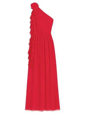 RO&ZO Isla Corsage One-shoulder Maxi Dress - Red