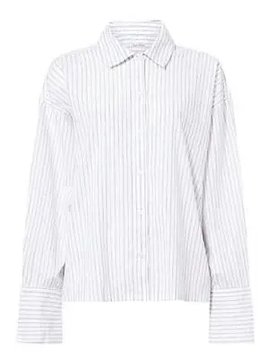 Calvin Klein Pin-striped Long-sleeve Cotton Night Shirt - 19471 Stripe+classic Wht