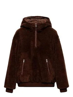 Prada Hooded Borg Wool-blend Jacket - Brown