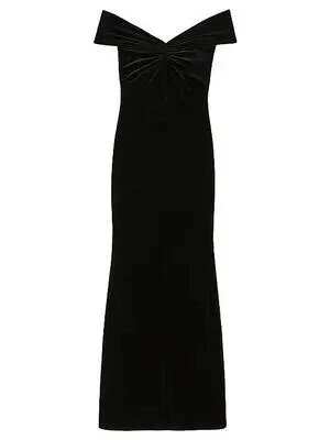 RO&ZO Lia Off-shoulder Velvet Maxi Dress - Black