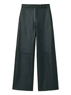RO&ZO Wide-leg High-rise Leather Trousers - Green