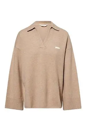 Lounge V-neck Cotton-wool Blend Jumper - Mink
