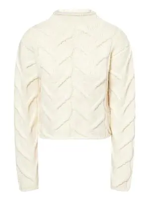 FRAME The Cable Funnel-neck Wool Jumper - Cream