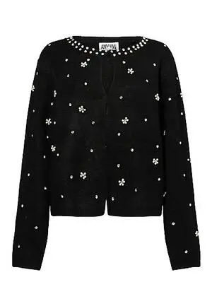 AMY LYNN Embellished Knitted Cardigan - Black